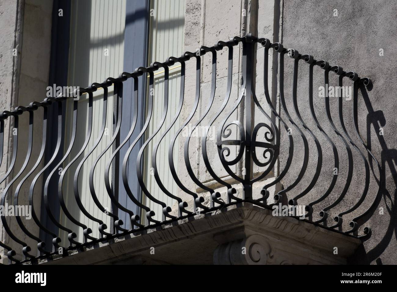 Old Baroque style building handcrafted wrought iron balcony railing in ...