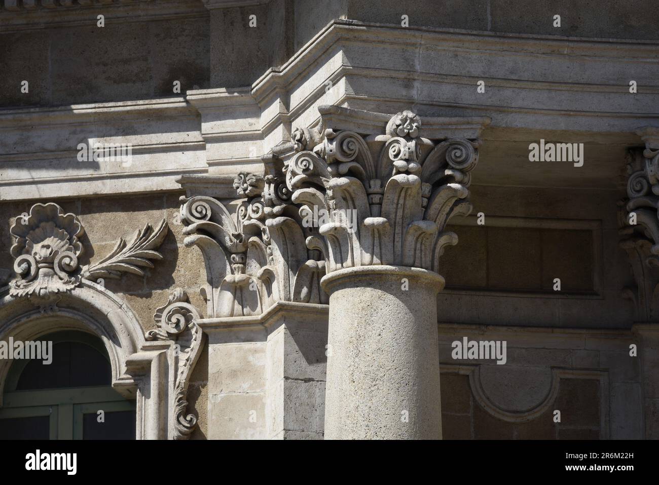 Corinthian order columns capital on the exterior of the Baroque style ...