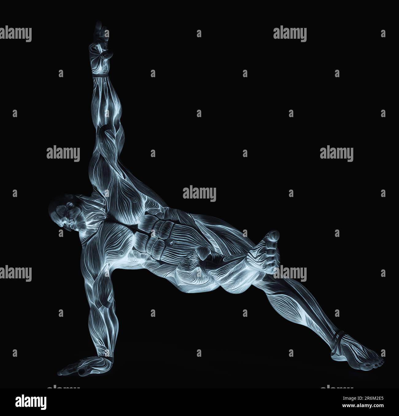 bodybuilder muscle maps is doing a namaste yoga pose number two in ...