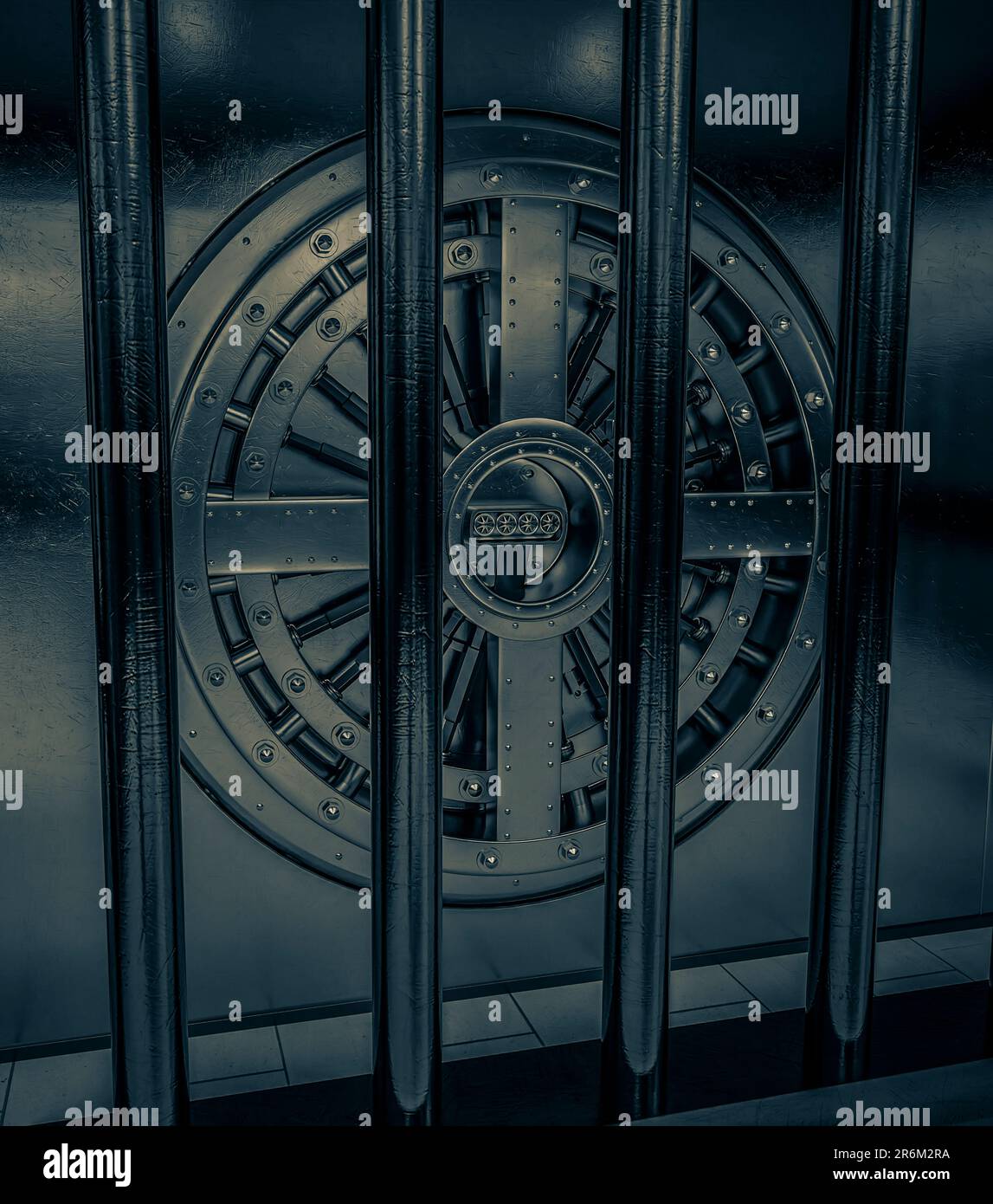 bank vault front door inner bars view, 3d illustration Stock Photo - Alamy