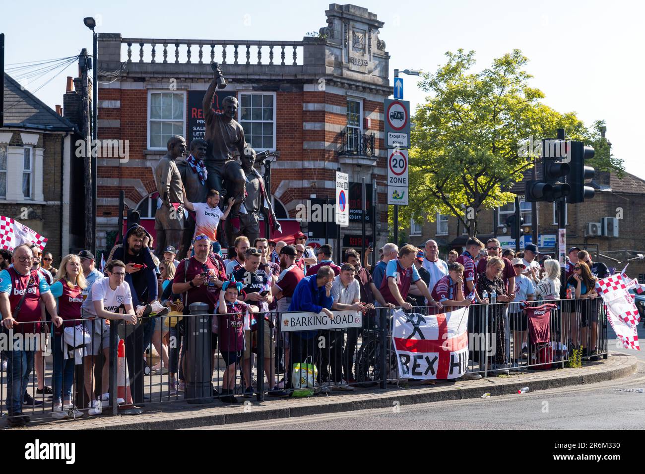 London, UK. 8th June, 2023. Supporters of West Ham United line Barking ...