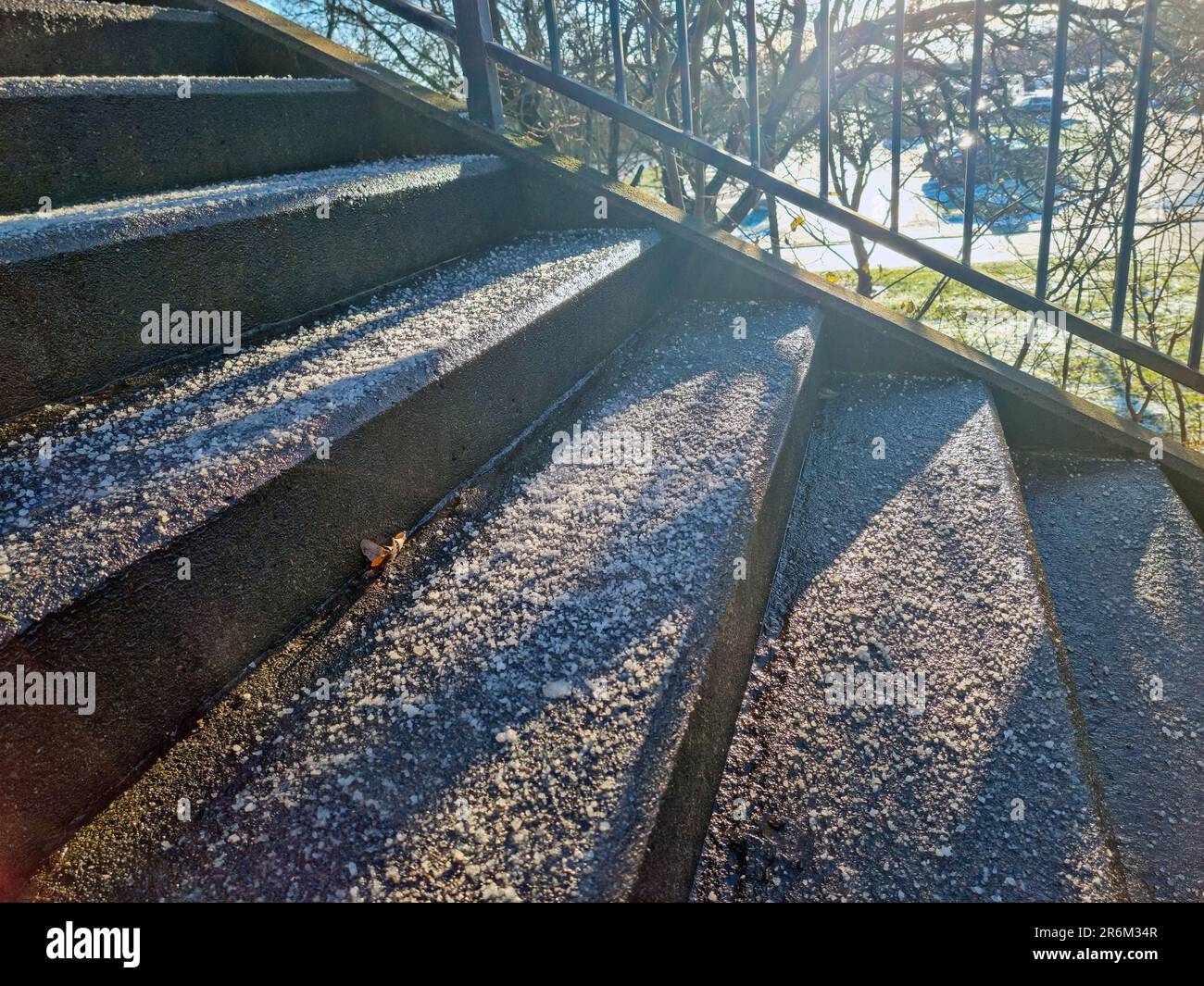 Salted concrete stairs winter in Denmark - prevention of ice formation ...