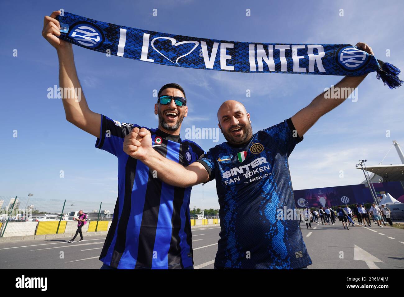 Inter Milan fans outside the stadium before the UEFA Champions League ...