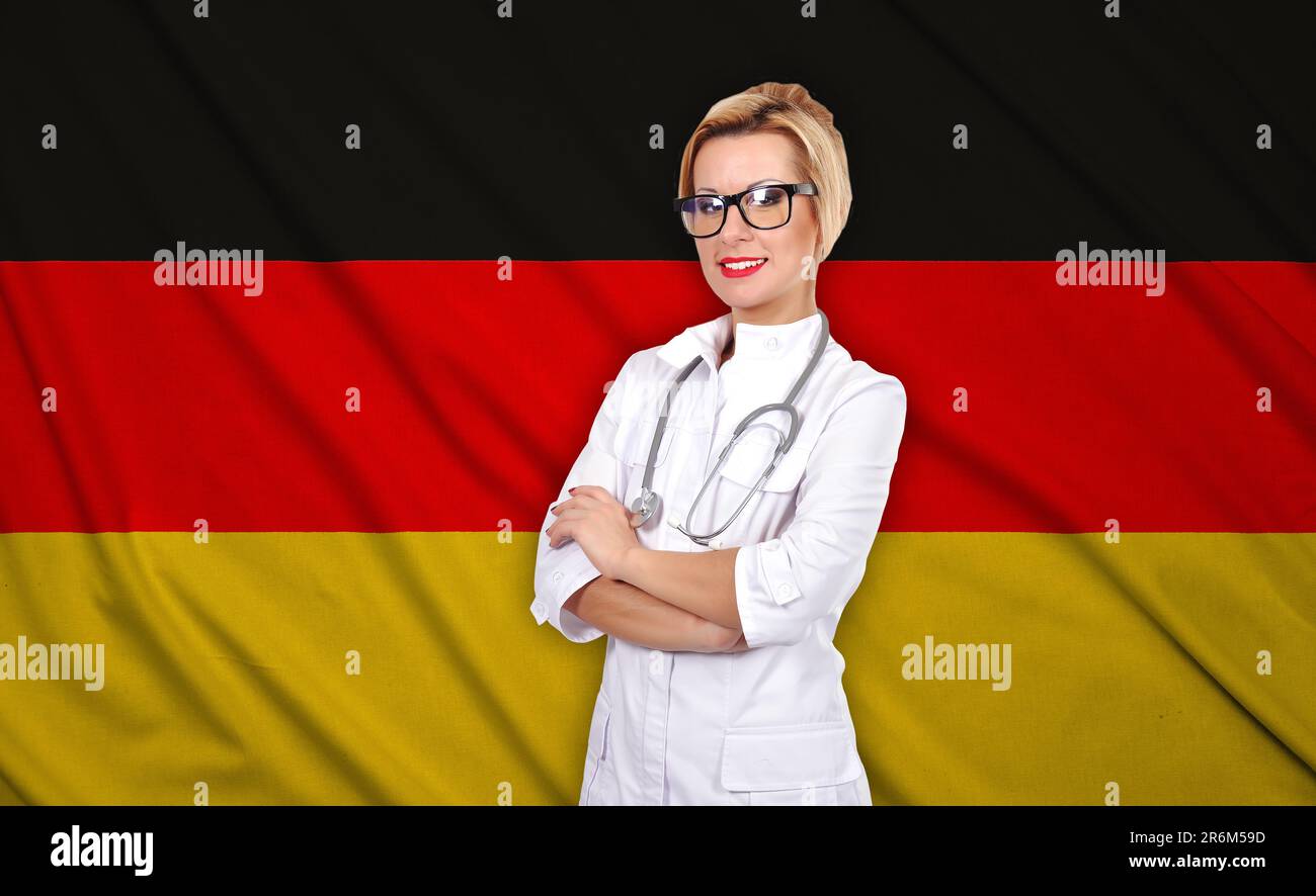 Female doctor germany flag hi-res stock photography and images - Alamy