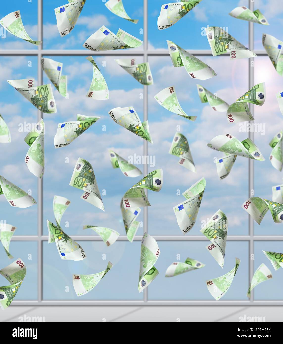 flying 100 euro banknote in office, close up Stock Photo - Alamy