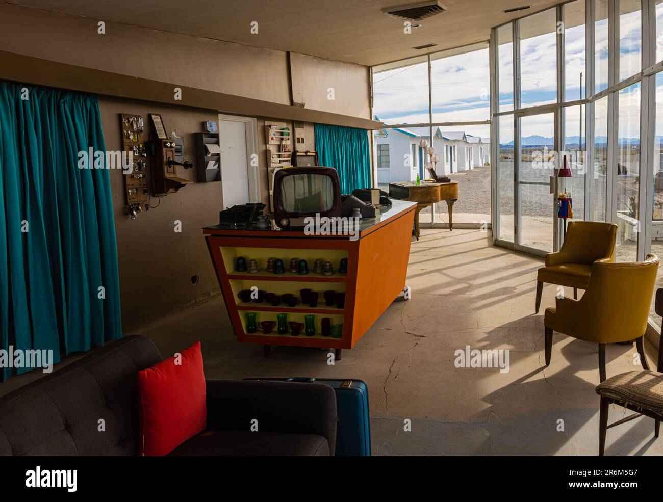 Interior of Old Abandoned Route 66 Motel, Amboy, California, USA Stock ...