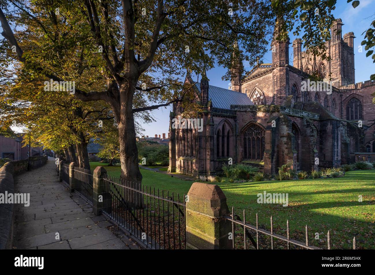 Chester Cathedral and the City Walls in autumn, Chester, Cheshire ...