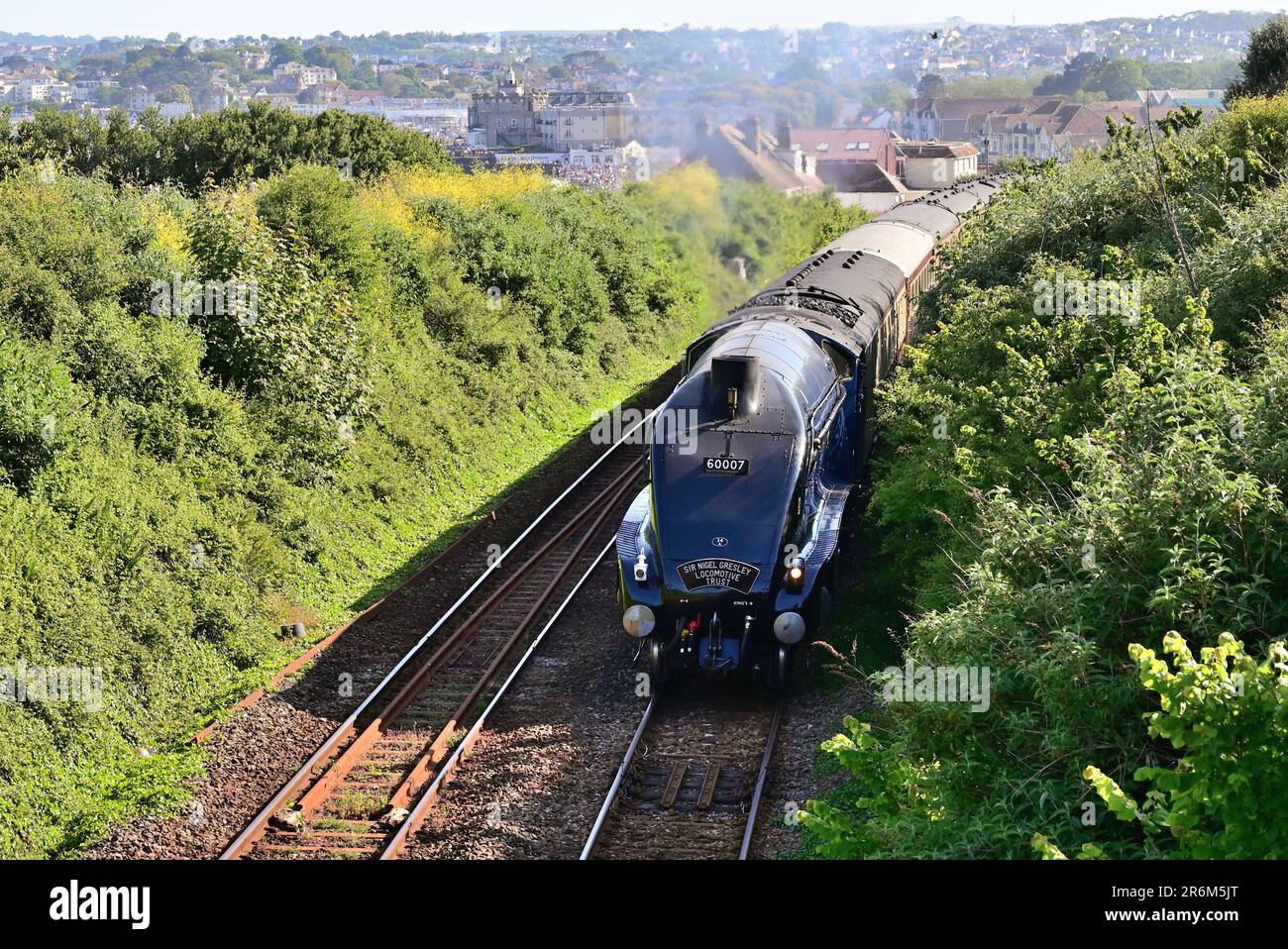 LNER Class A4 Pacific No 60007 Sir Nigel Gresley leaving Paignton with ...