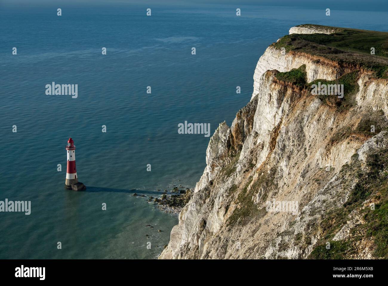 Beachy Head Lighthouse and Beachy Head from the cliff top, near ...