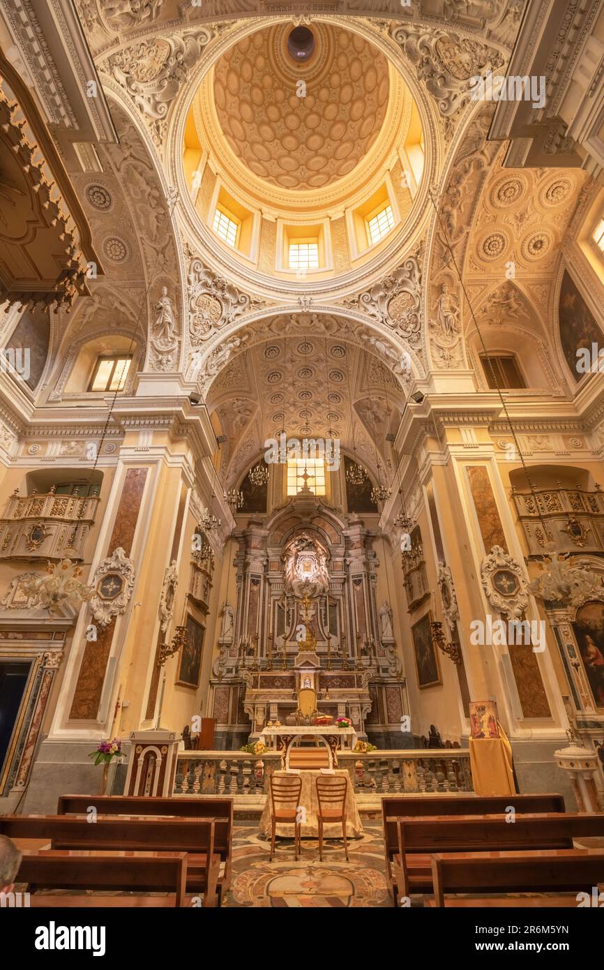 NAPLES, ITALY - APRIL 20, 2023: The nave of baroque church Chiesa di ...