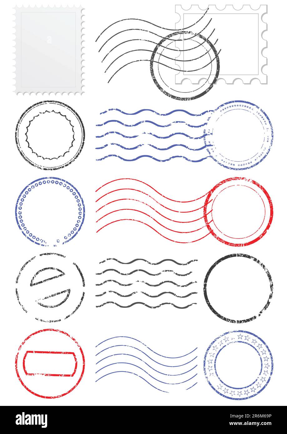 Vector set of stamps and postmarks. All vector objects are isolated ...