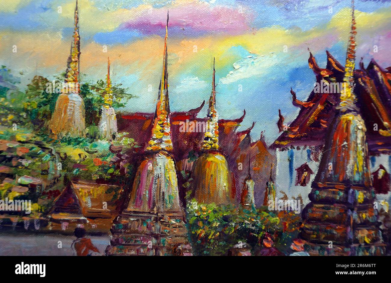 Art painting oil color thai temple Stock Photo - Alamy