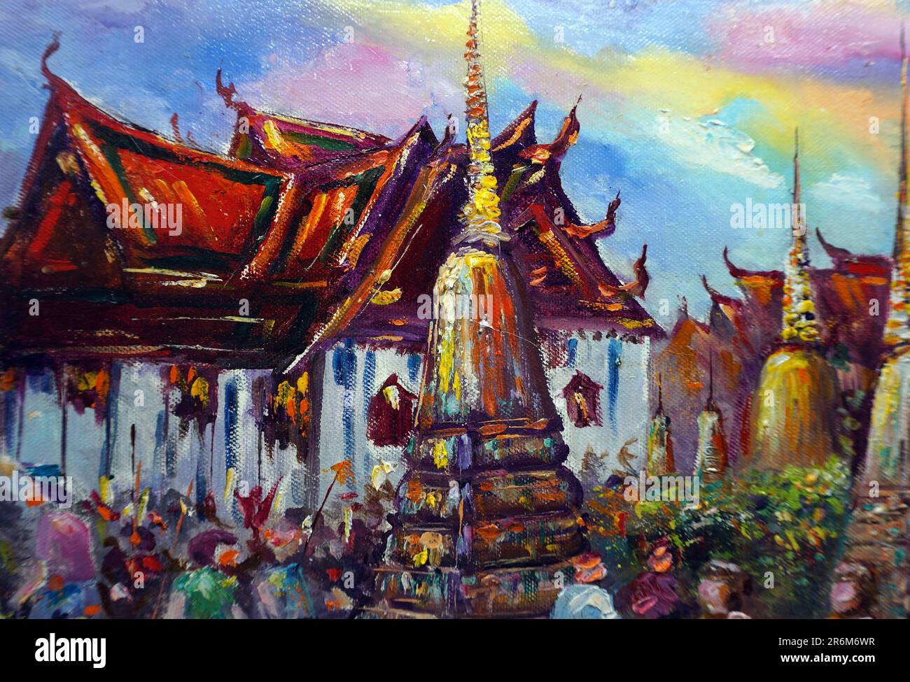 Art painting oil color thai temple Stock Photo - Alamy