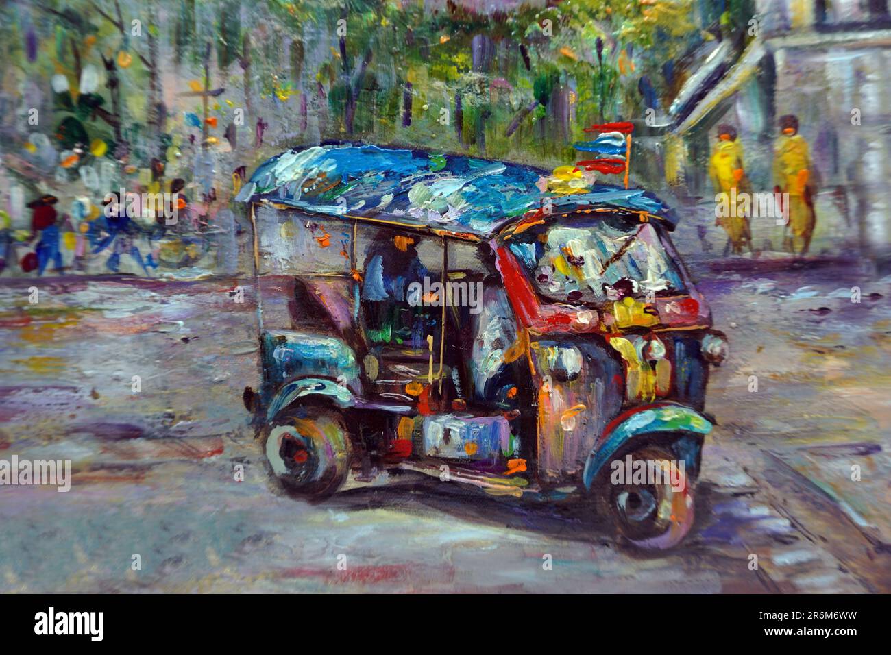 Art painting Oil color tuk tuk car , siam land of smiles Stock Photo ...