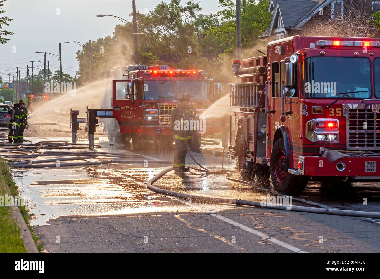 Detroit, Michigan, USA. 10th June, 2023. An abandoned house burns on ...