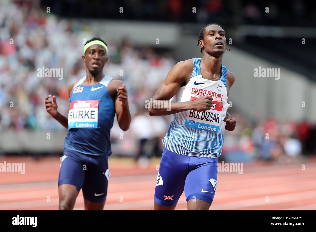 Shemar BOLDIZSAR (Great Britain), Mario BURKE (Barbados) crossing the ...