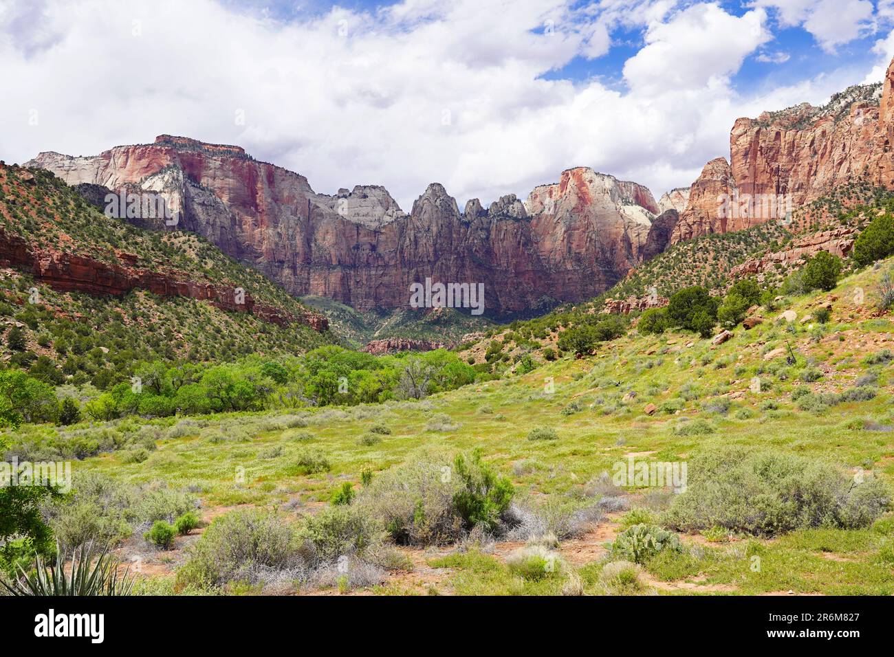 View in Zion National Park including West Temple, Sundial, Altar of ...