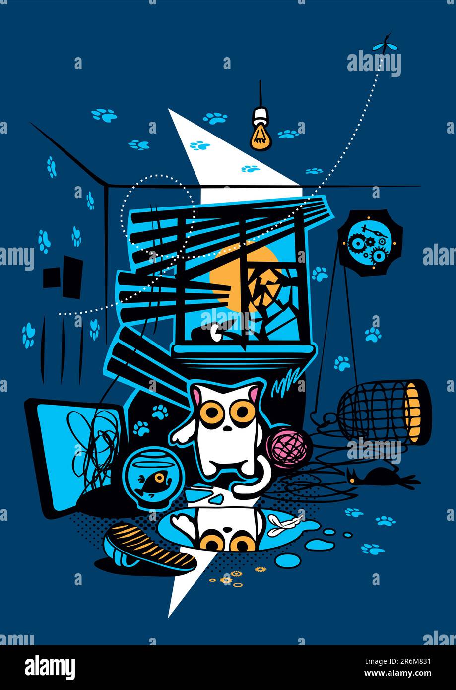 Bandit Cat. Vandal, murderer and perjurer. Vector Illustration Stock ...