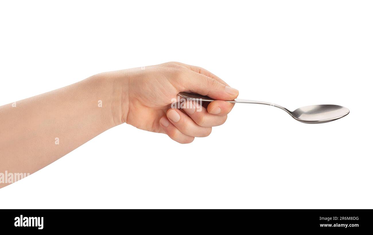 spoon in hand path isolated on white Stock Photo - Alamy