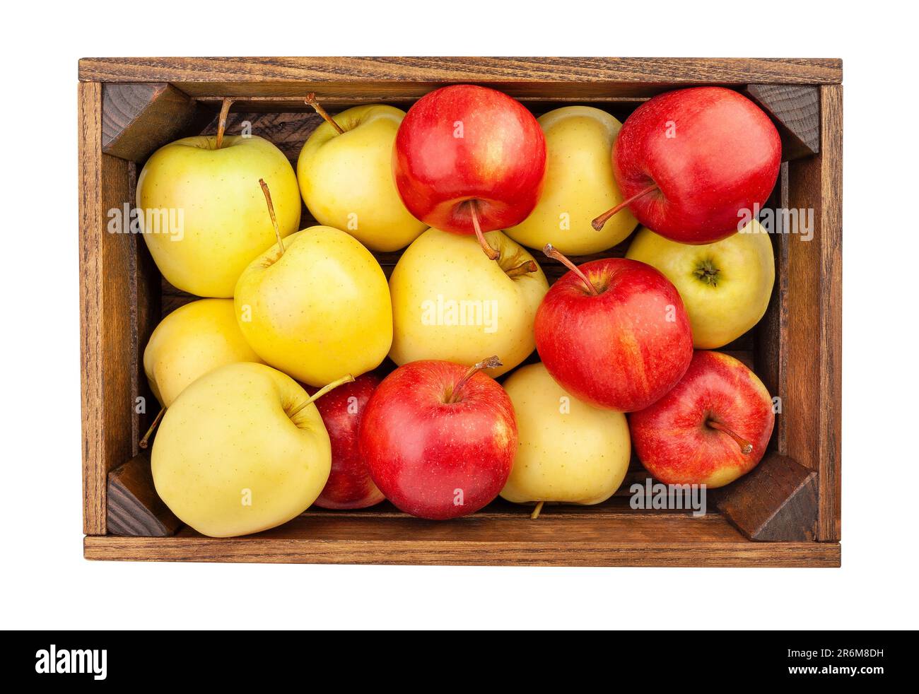 colorful apples in a box path isolated on white Stock Photo - Alamy