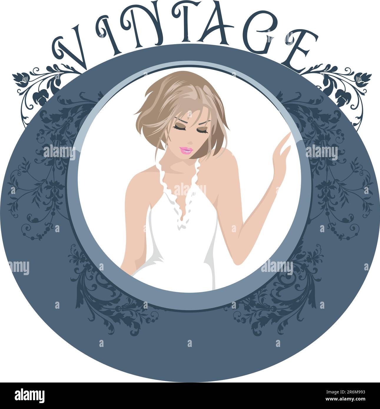 Pretty lady vintage illustration Stock Vector Images - Alamy