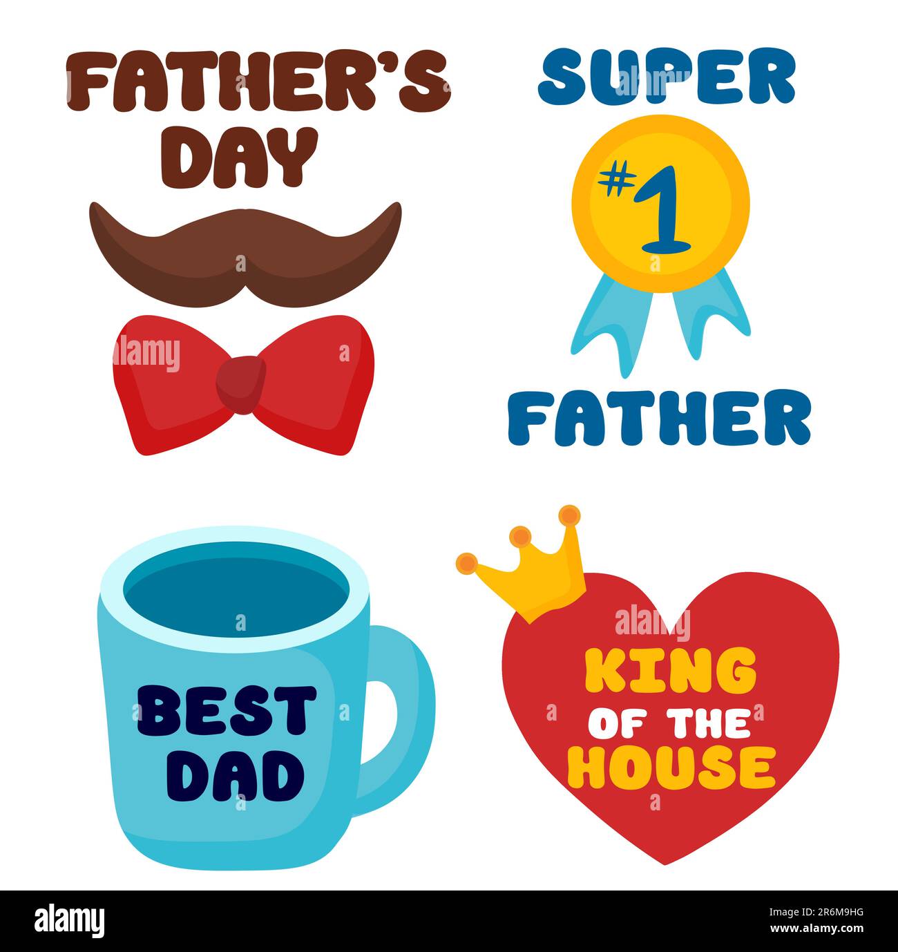 Father's day flat sticker, badge, icon, pin collection. Mustache with ...