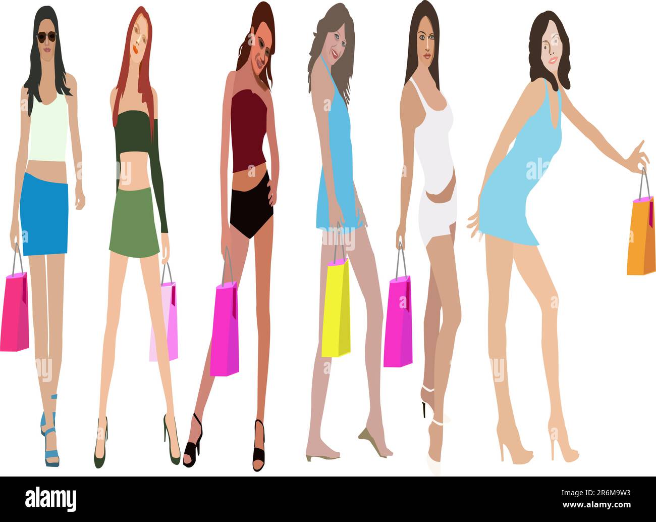 Shoping Girls - vector illustration Stock Vector Image & Art - Alamy