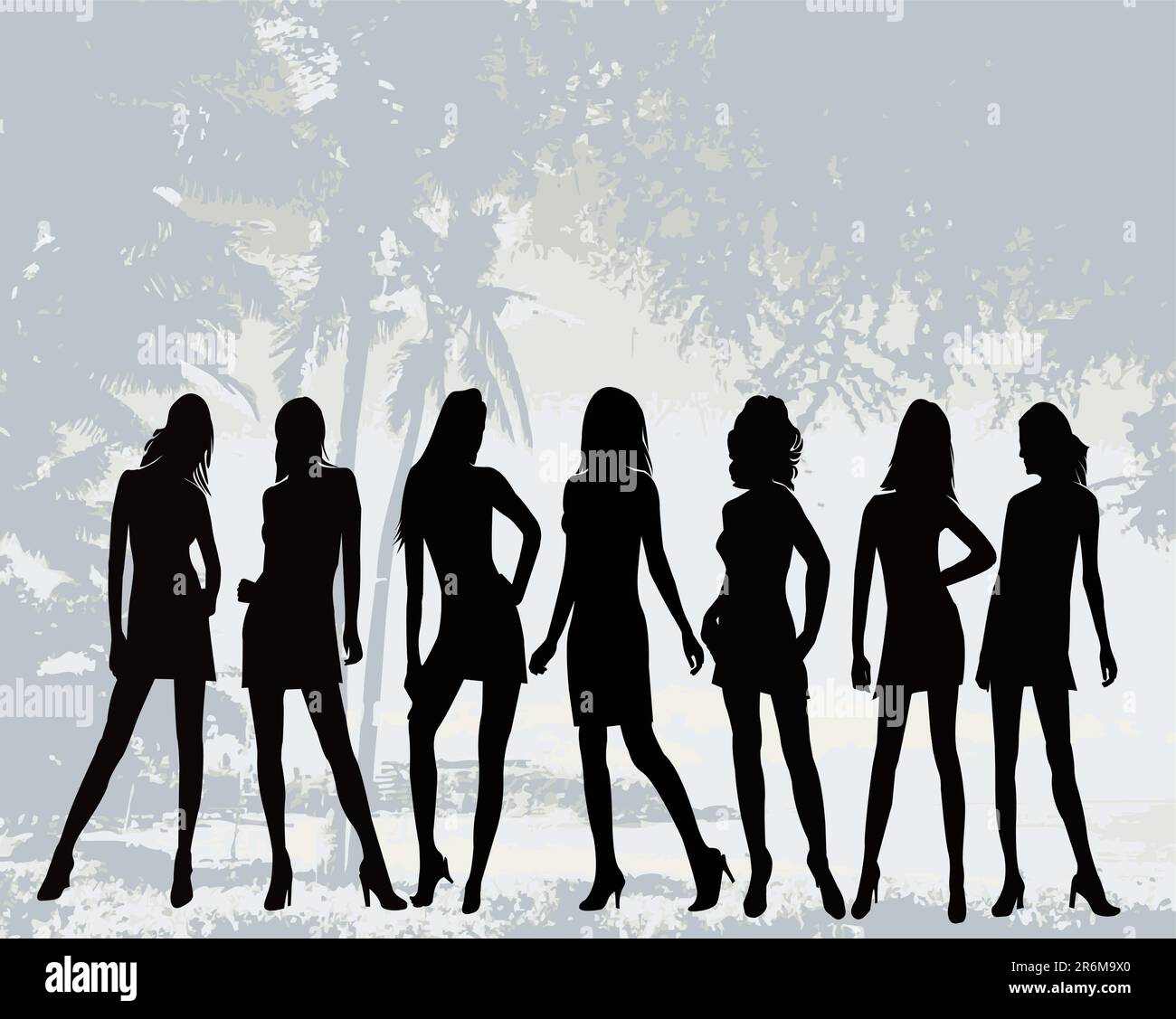 Posing women - silhouette vector illustration Stock Vector Image & Art ...