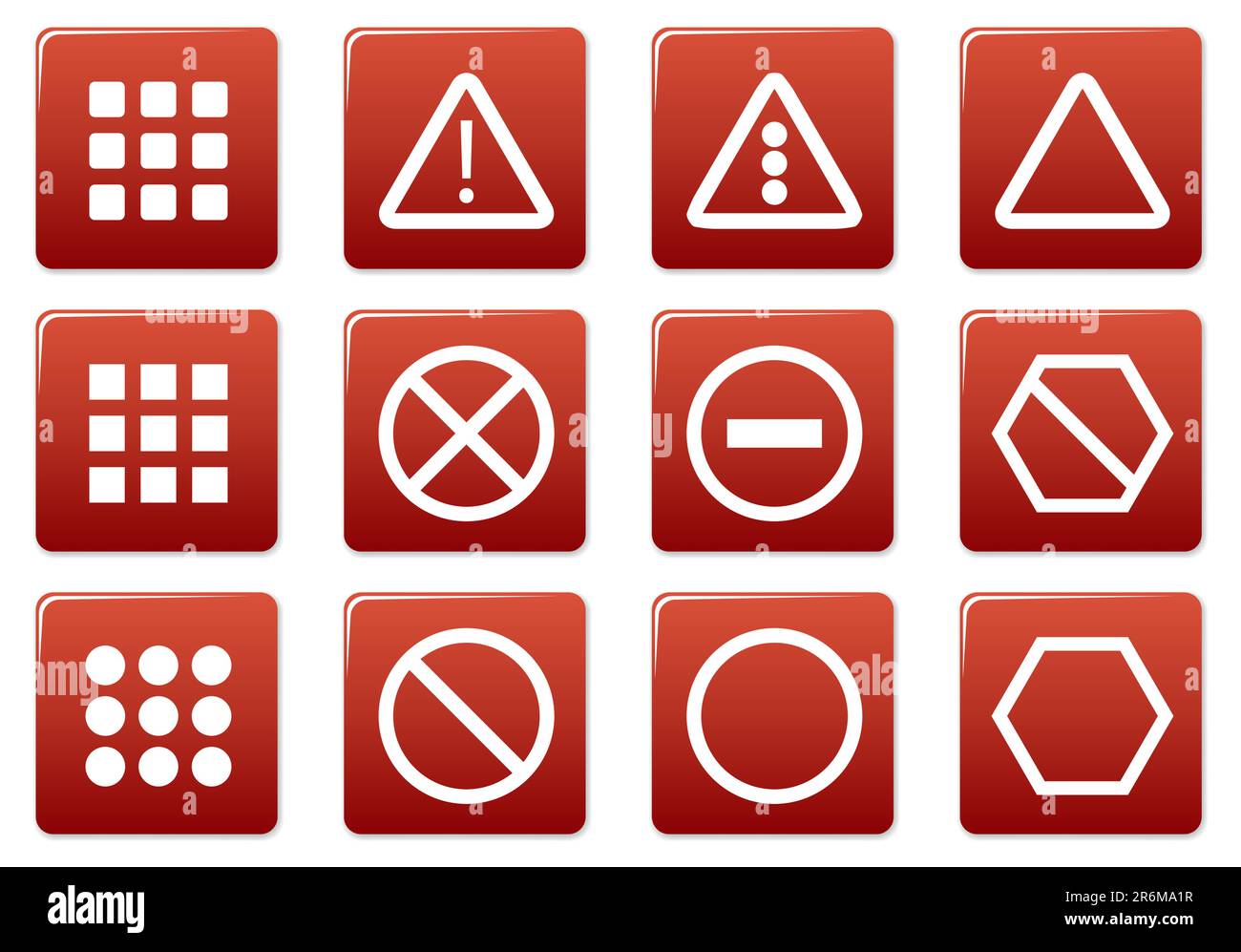 Gadget square icons set. Red - white palette. Vector illustration Stock ...