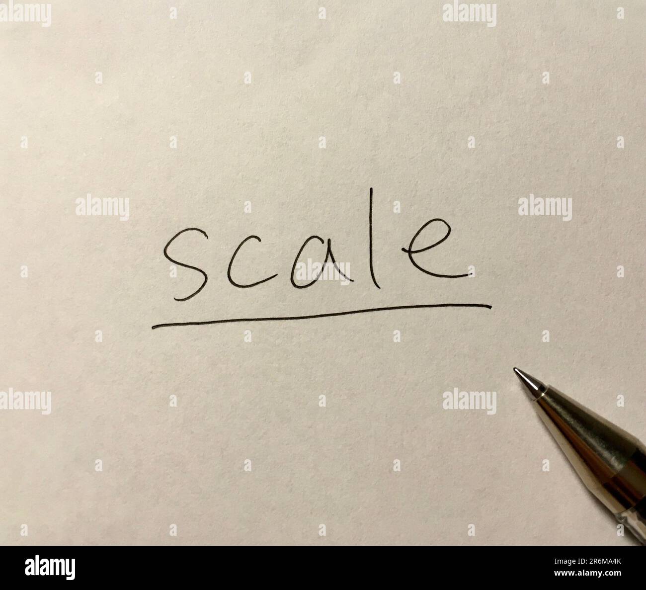 Scale concept word on paper background Stock Photo - Alamy