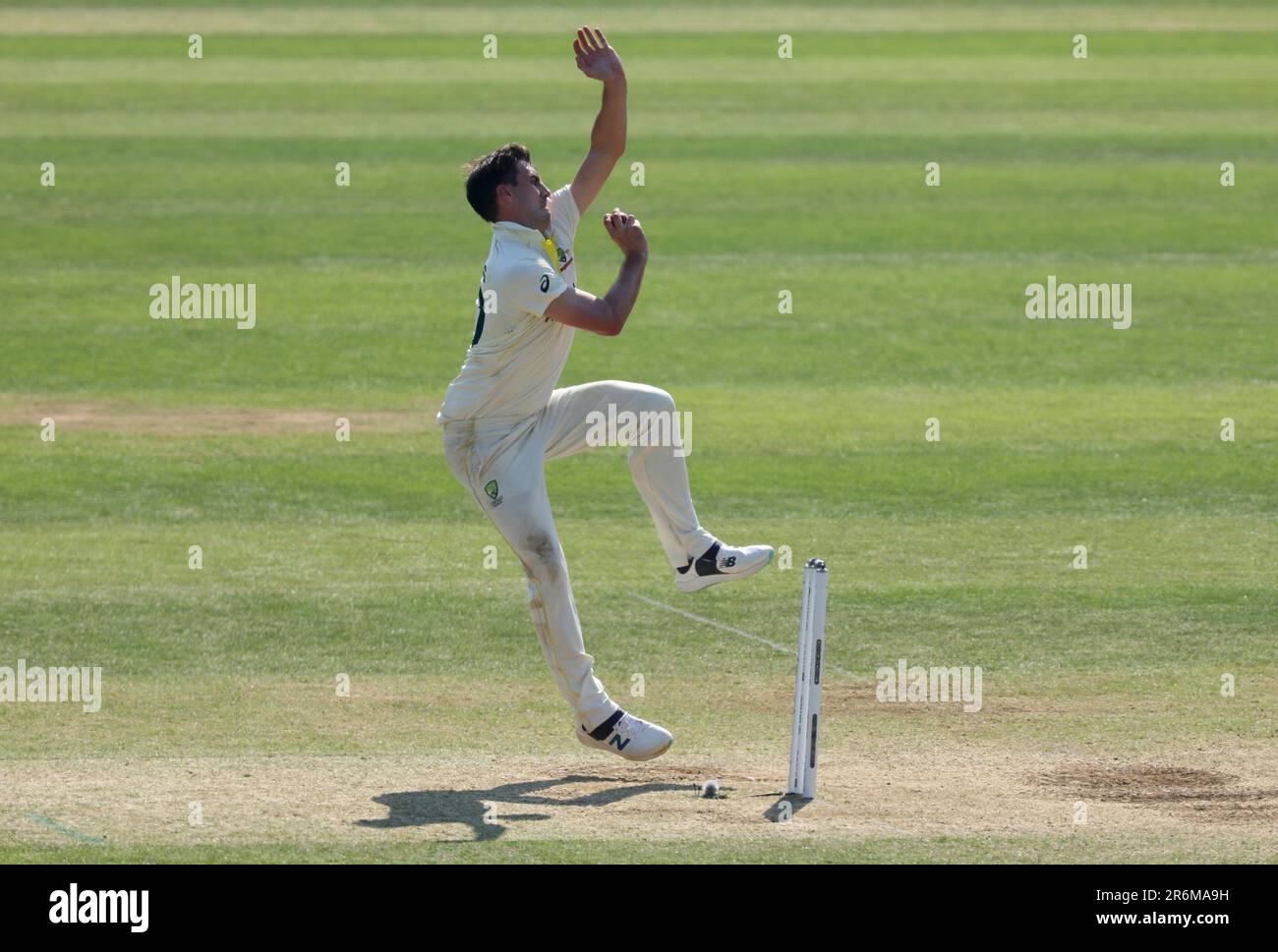 Australia's Patrick Cummins bowling during day four of the ICC World ...
