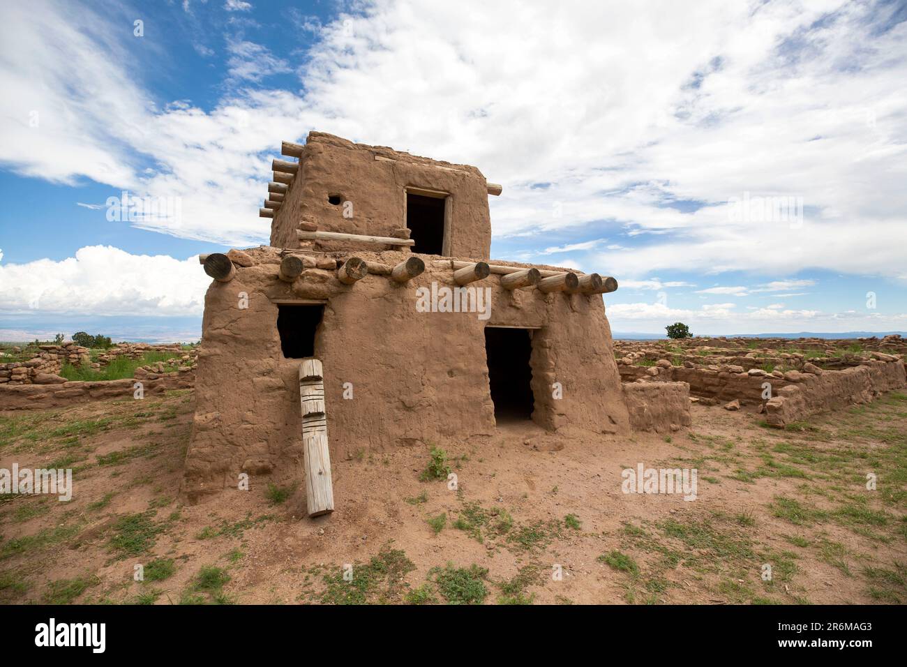 Pictured is the early Pueblo architecture on the mesa top of the Puye ...