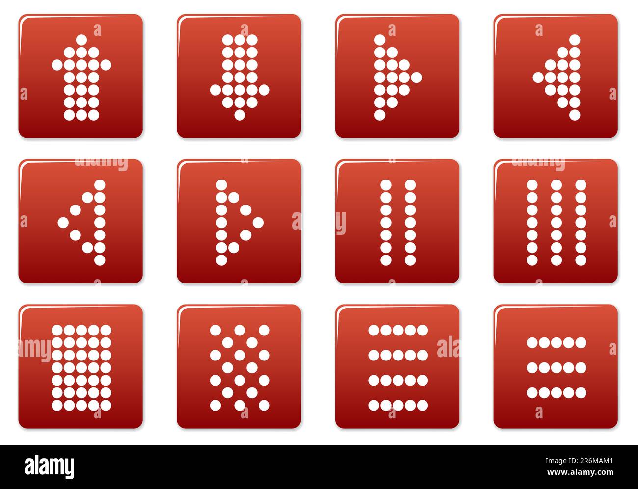 Matrix symbols square icons set. Red - white palette. Vector ...