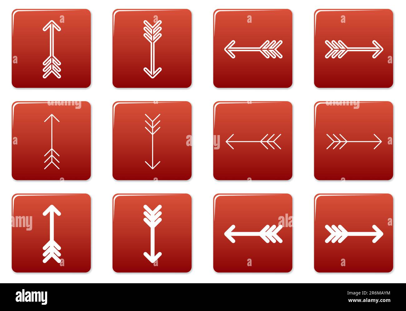 Arrows square icons set. Red - white palette. Vector illustration Stock ... Arrows square icons set. Red - white palette. Vector illustration Stock ...