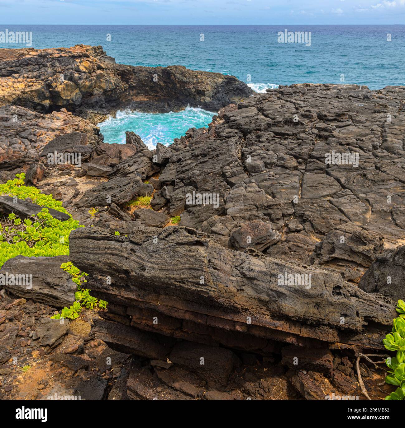 Waves Washing Over The Volcanic Shoreline of Keoneloa Bay, Keoneloa Bay ...
