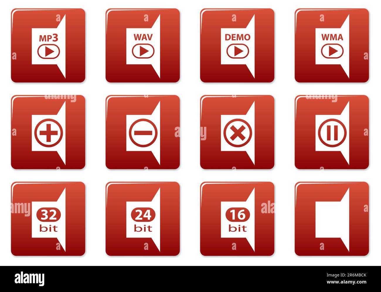 Gadget square icons set. Red - white palette. Vector illustration Stock ...