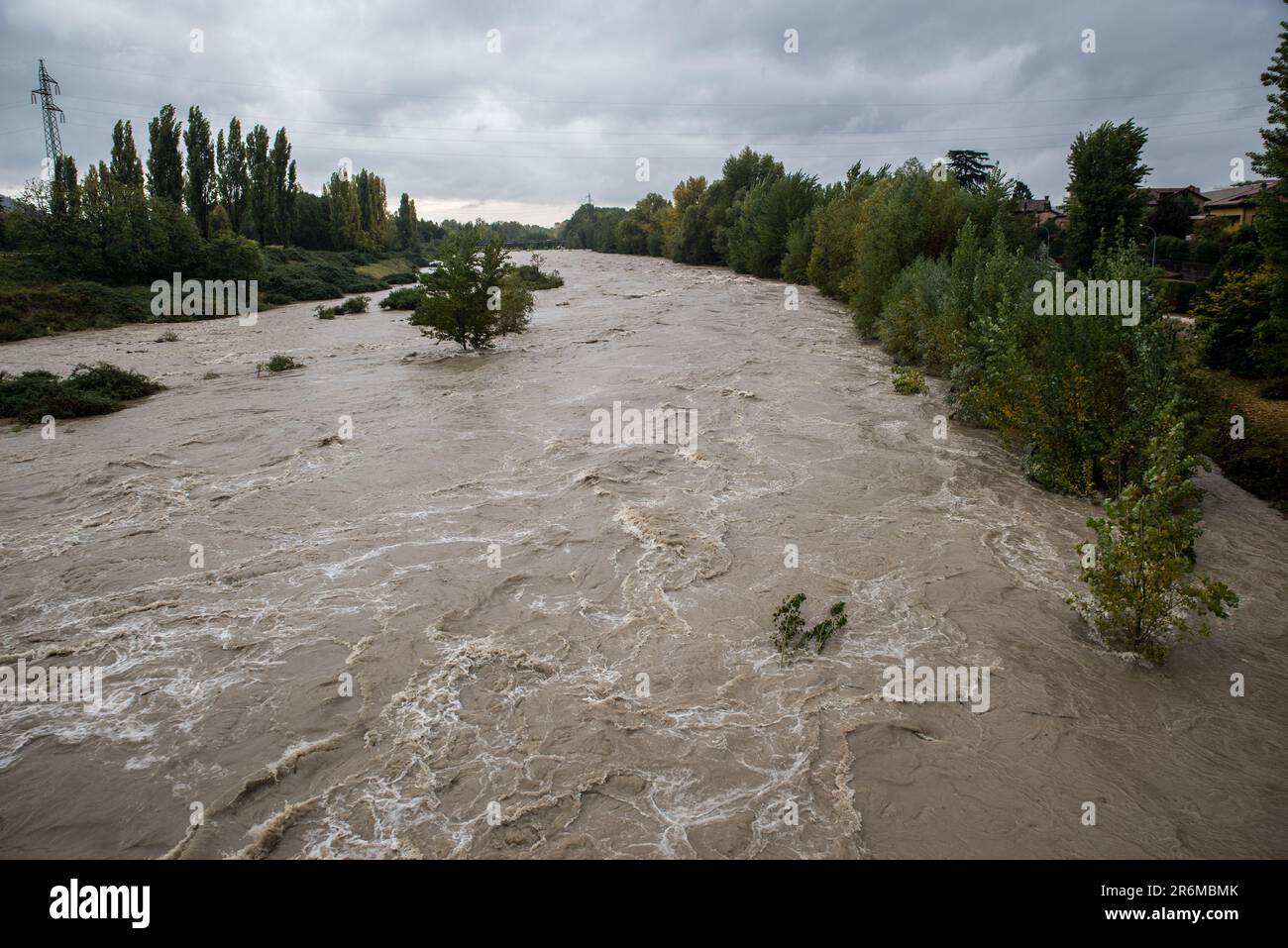 Flood of a river after a period of heavy rain Stock Photo - Alamy