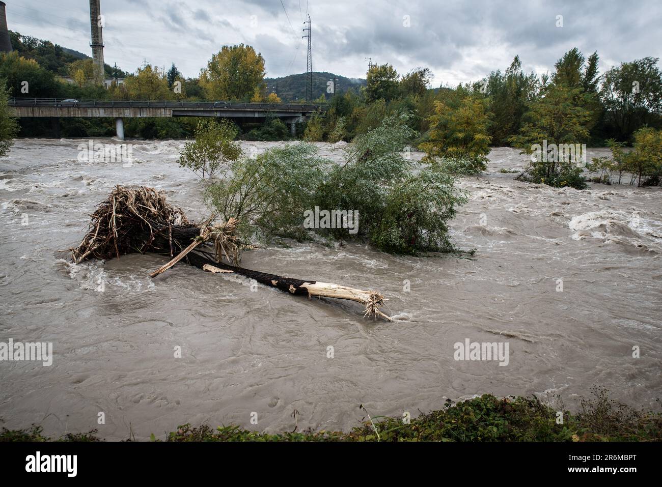 Overflow of a river after a period of heavy rain Stock Photo - Alamy