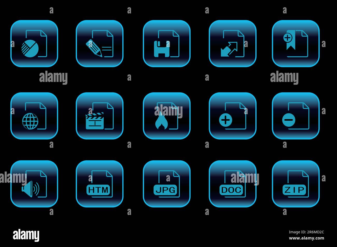 Document and File formats icons blue Series Stock Vector Image & Art ...