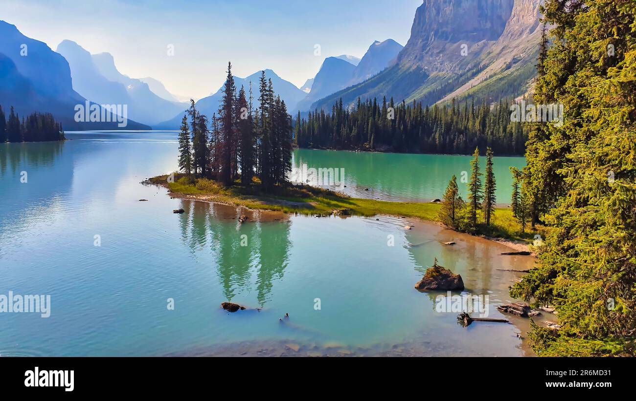 World famous and Iconic Spirit Island, a holy place for the Stoney ...