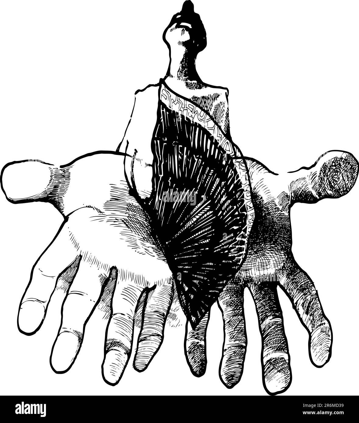 Illustration of man with butterfly on his hands Stock Vector Image ...