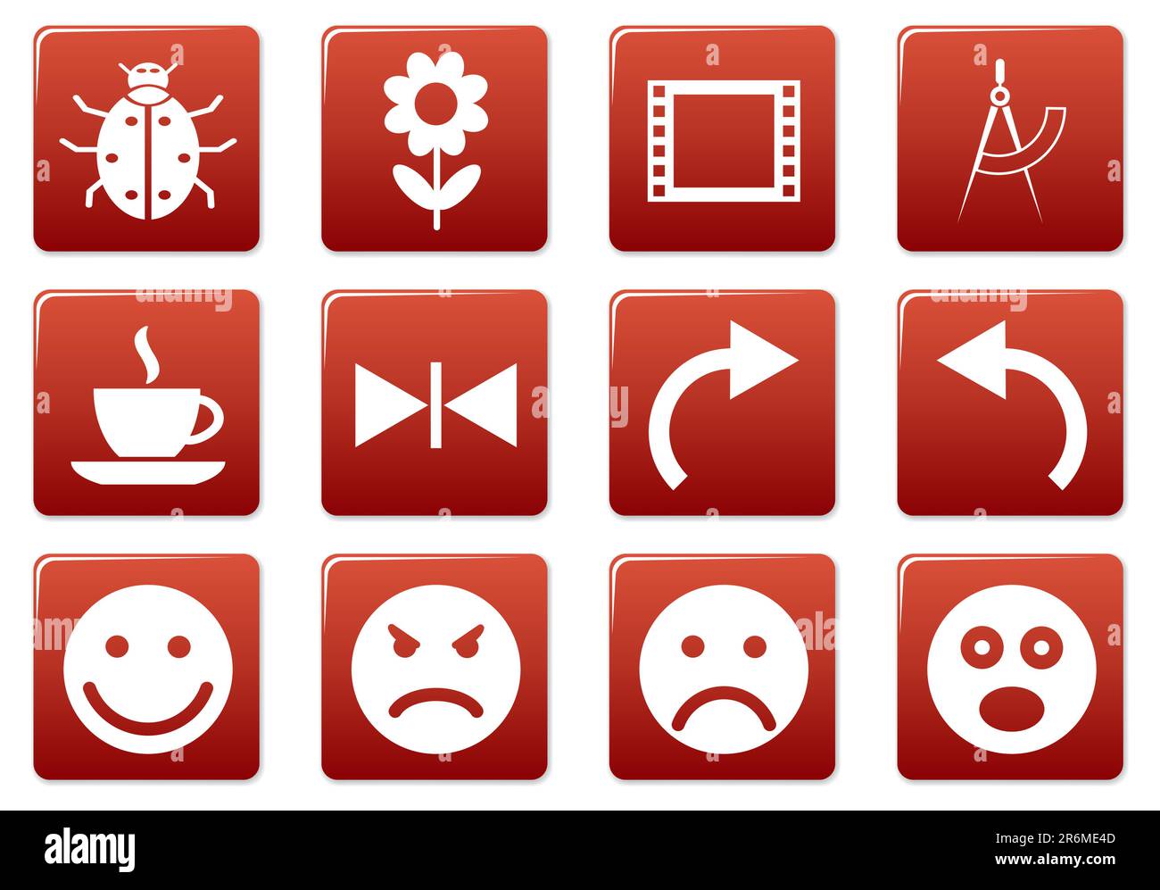 Gadget square icons set. Red - white palette. Vector illustration Stock ...