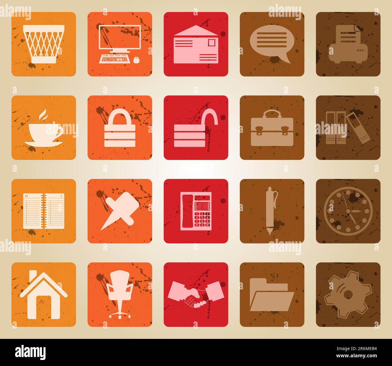 Business and office set of different vector web icons. Retro style ...