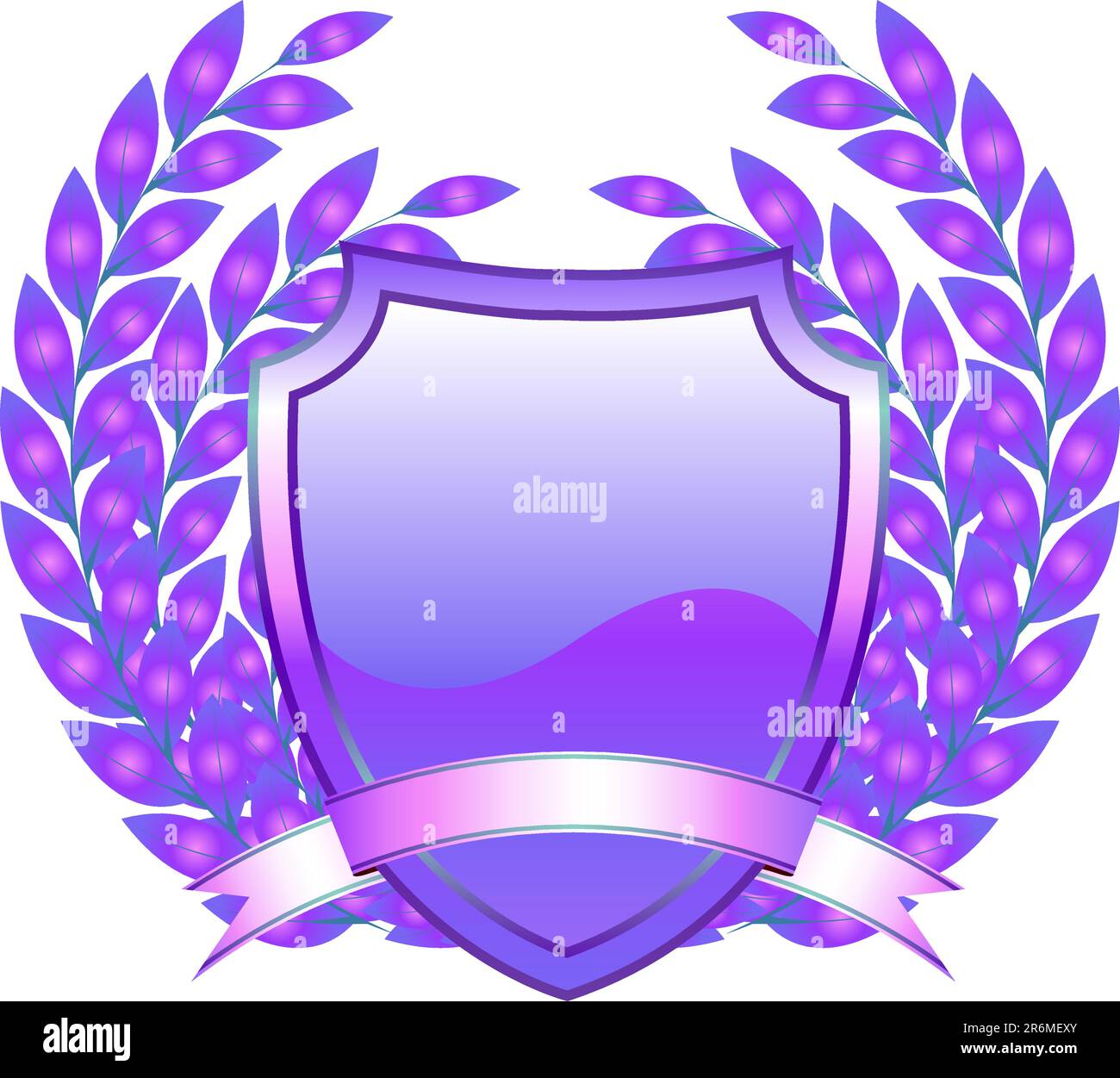 vector shield design with plant and decoration purple Stock Vector ...