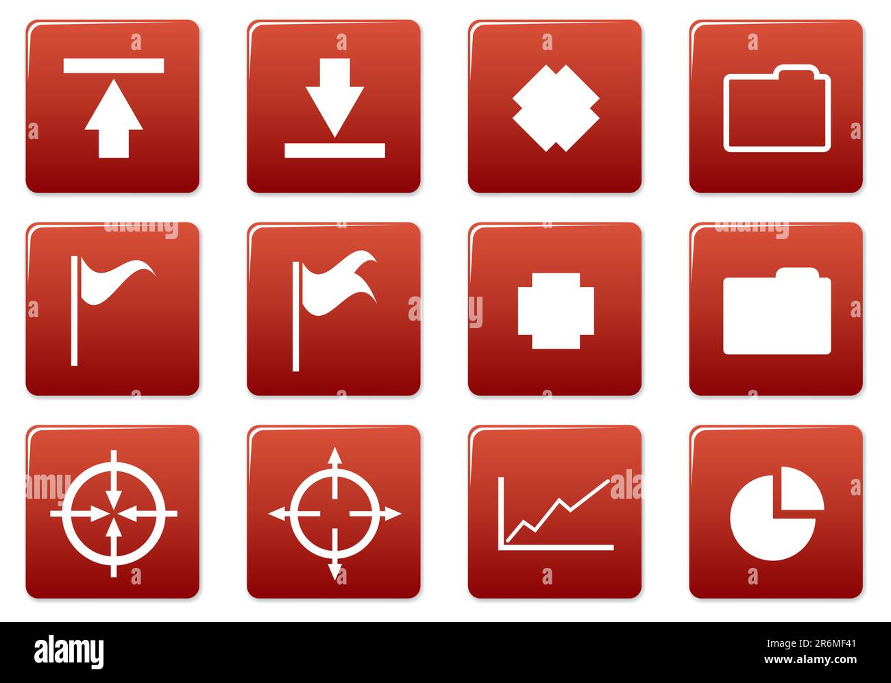 Gadget square icons set. Red - white palette. Vector illustration Stock ...