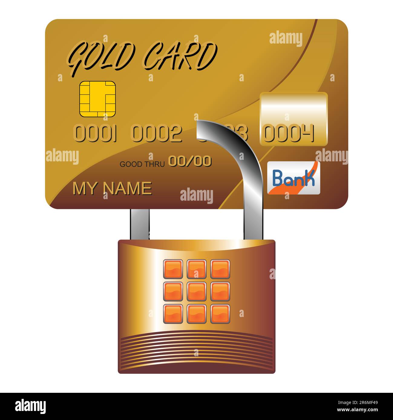 Credit card and padlock over white. Shopping safely concept Stock ...
