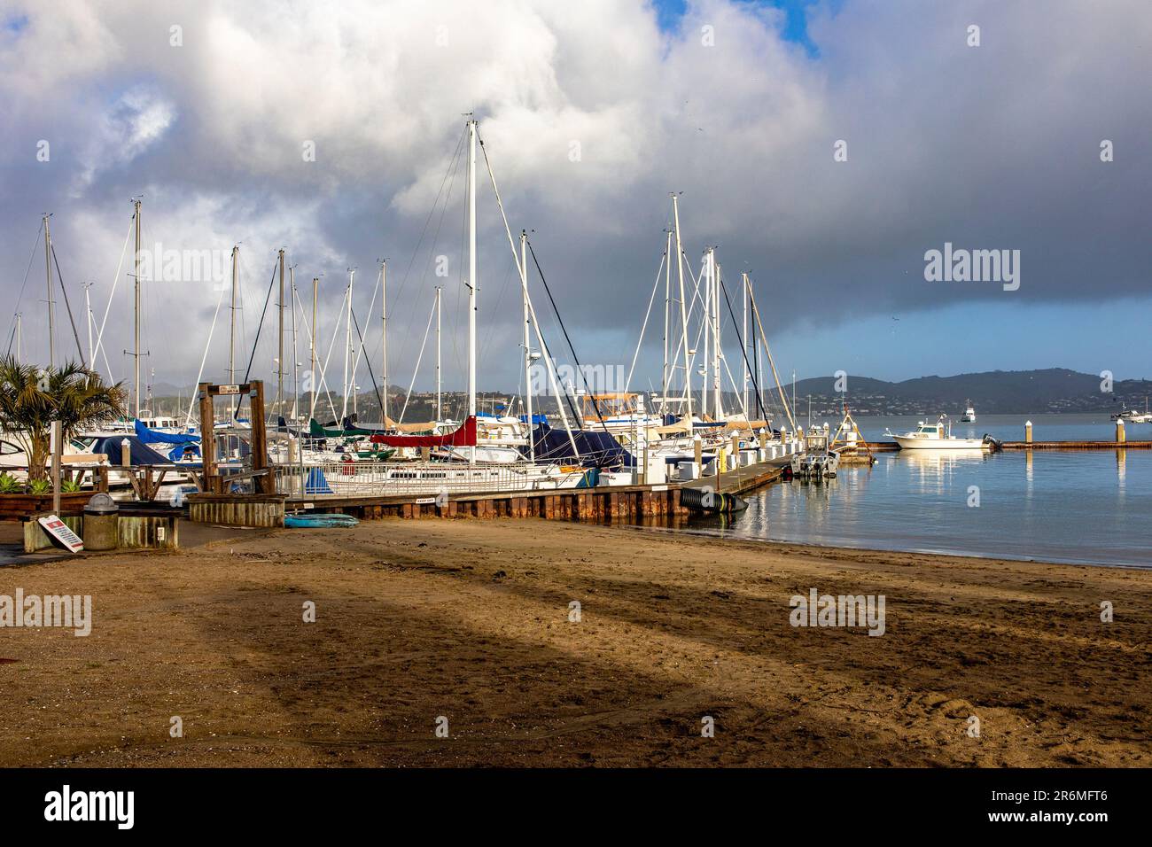 Beach and seaport of Sausalito a city in the San Francisco Bay Area in ...
