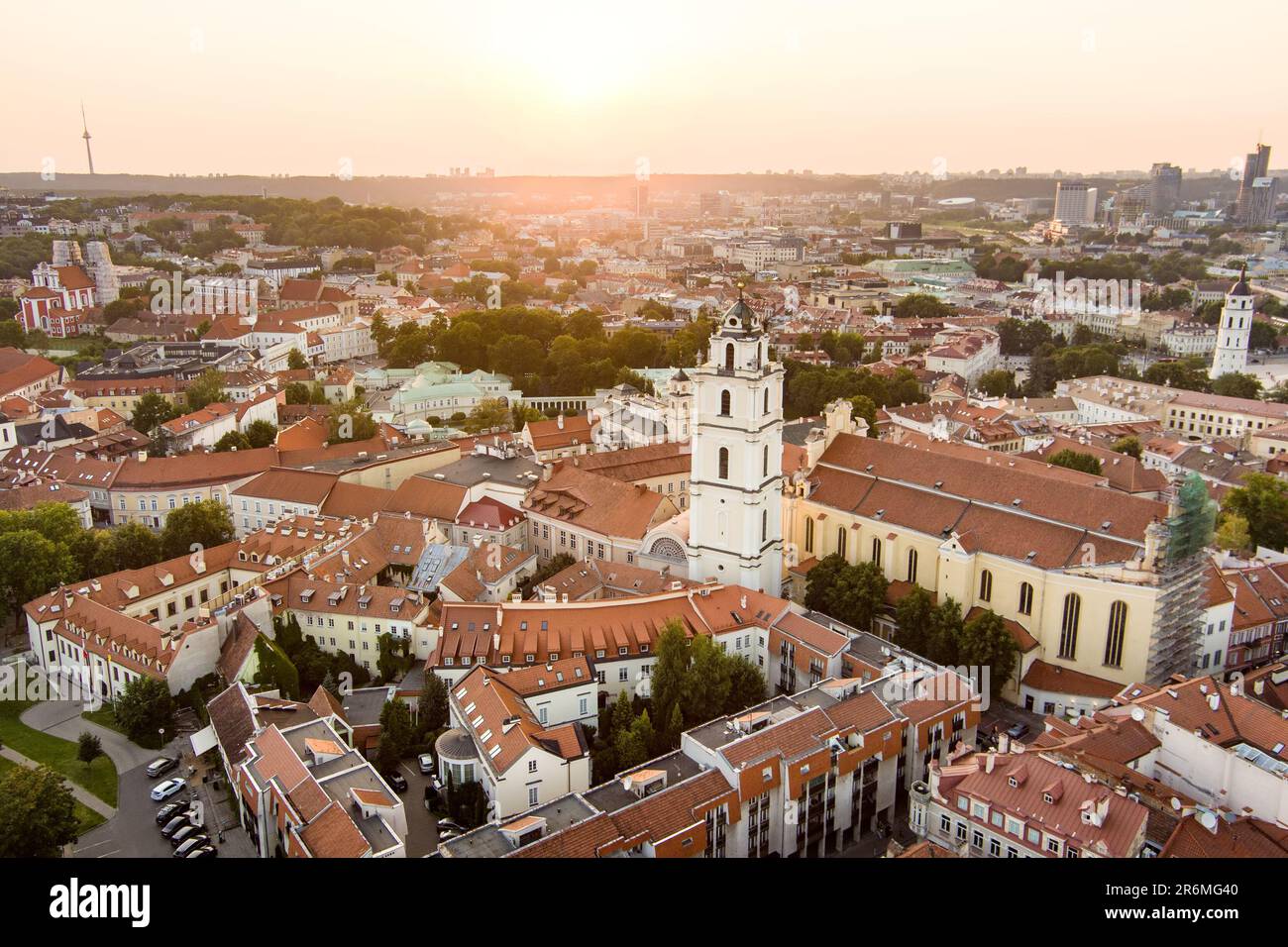 Aerial view of Vilnius Old Town, one of the largest surviving medieval ...
