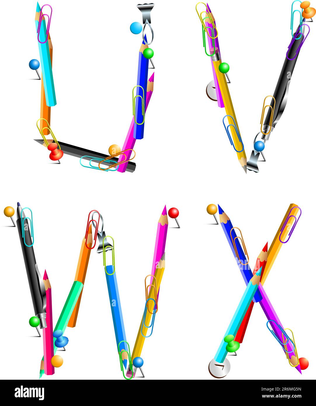 alphabet office UVWX, this illustration may be useful as designer work ...