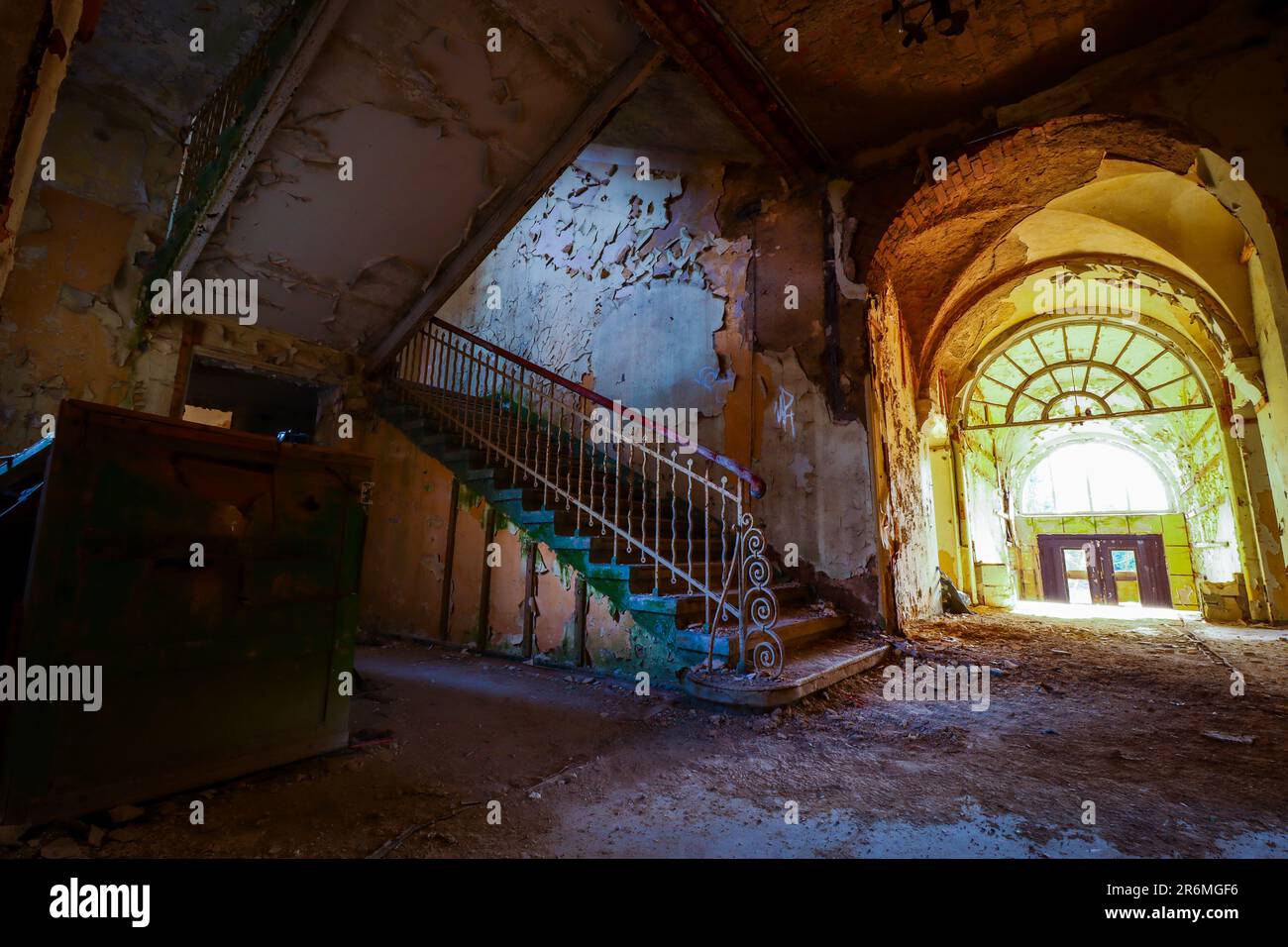 empty hallway in a lost place hospital Stock Photo - Alamy